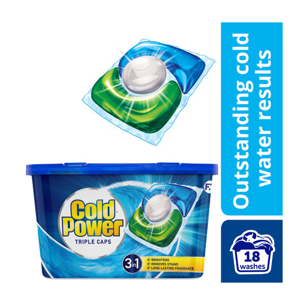Cold Power Regular Laundry Detergent Capsules Pack 18's 252g